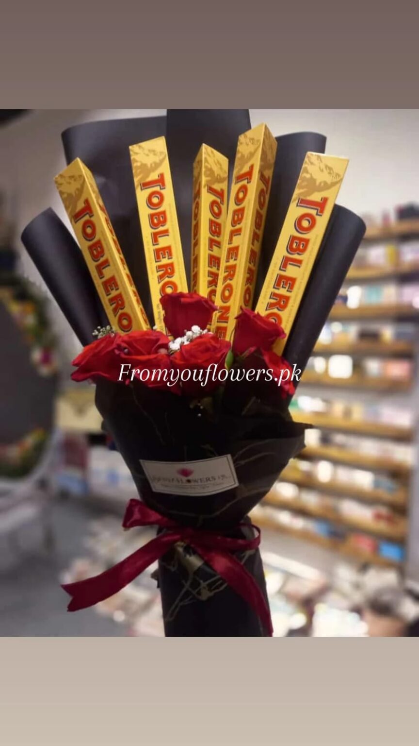 Toblerone & Roses - Valentine Gifts Delivery Islamabad - FromYouFlowers.pk