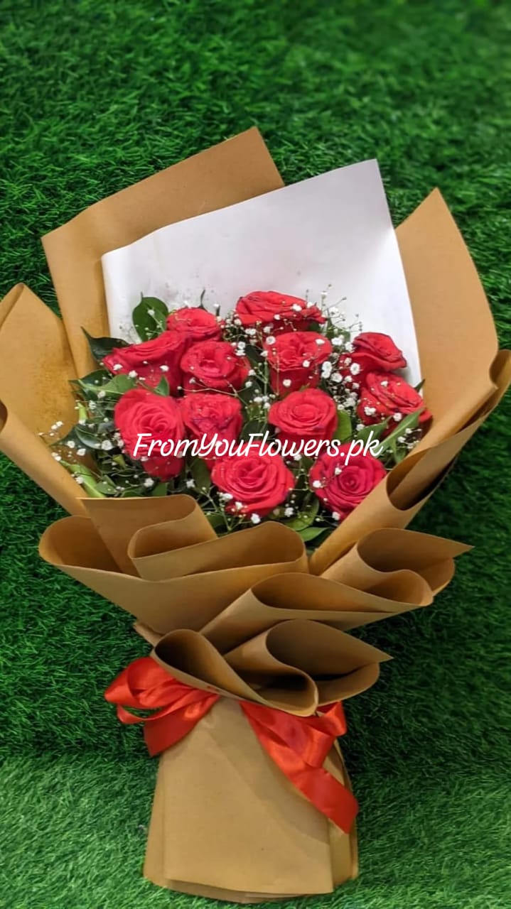12 Roses Blossom Bouquet - Send Flowers to Multan - FromYouFlowers.pk
